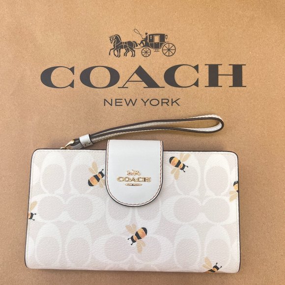 Coach | Bags | Coach Tech Wallet In Signature Canvas With Bee Print ...